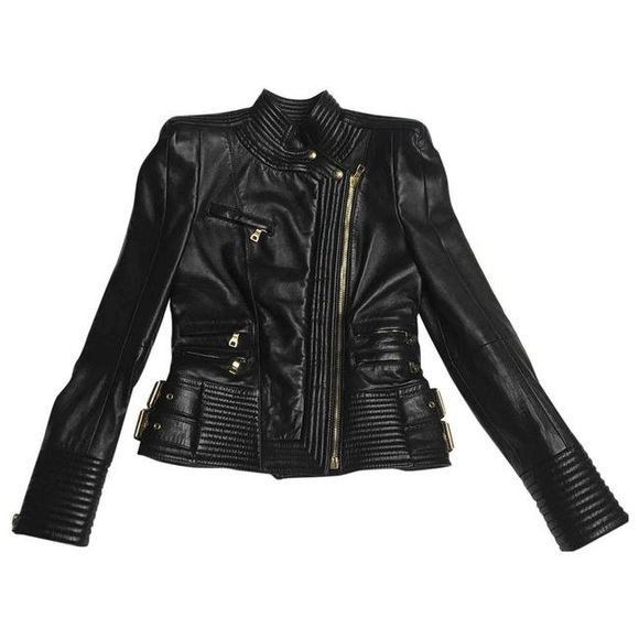 Balmain | Jackets & Coats | Sold Balmain Leather Moto Military Jacket ...